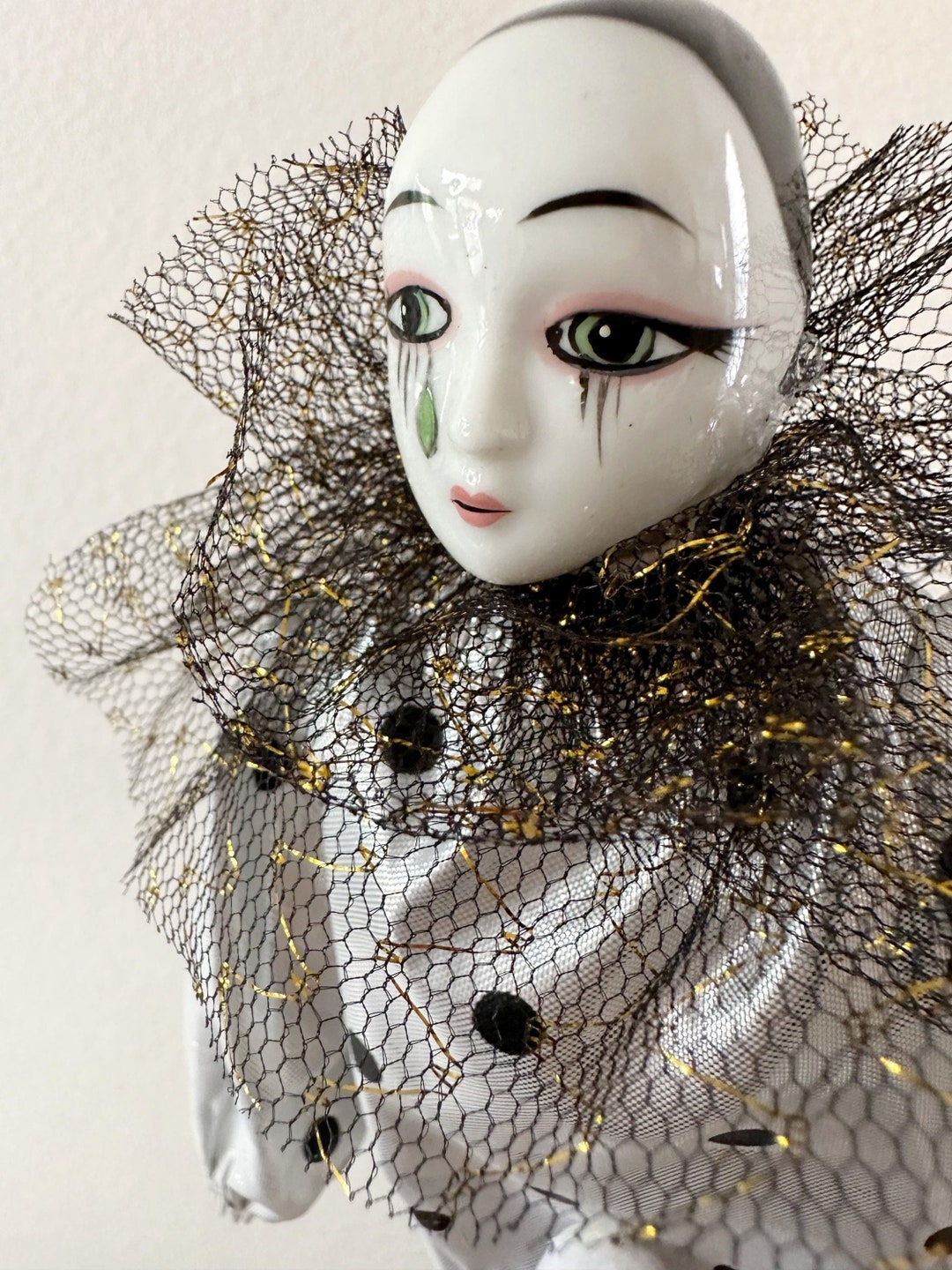 Porcelain Jester Harlequin Clown Doll Figurine | Venetian Pierrot ...