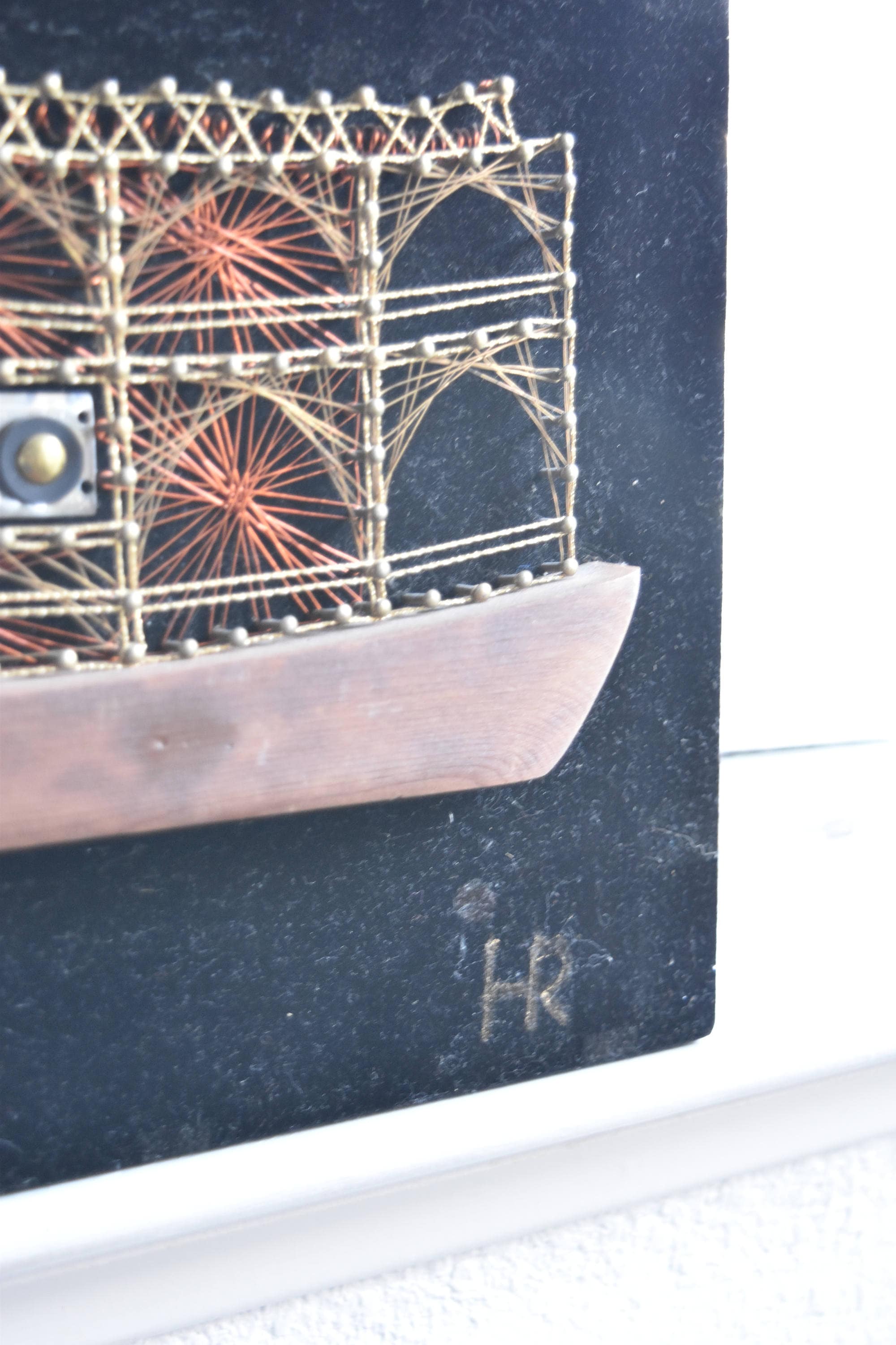 Signed original boat ship metal string art sculpture / folk | Etsy