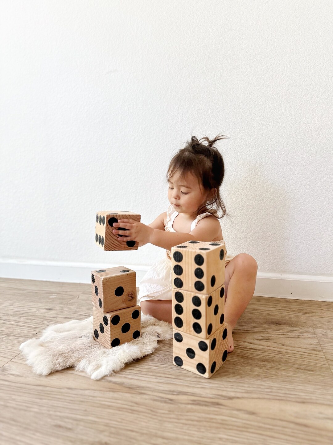 Giant Jumbo Size Solid Wood Number Dice Set of 6 Kids Building Blocks ...