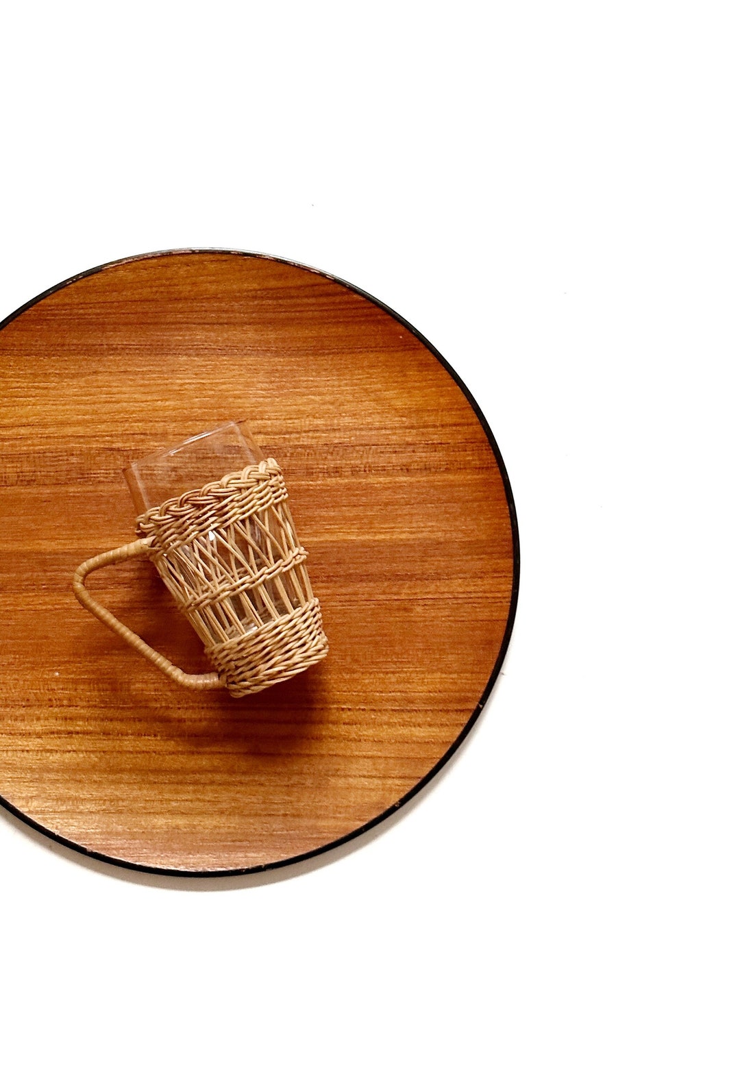 Vintage Wicker Rattan Glass Coffee Mug | Drinking Cup Insert Holder - Etsy