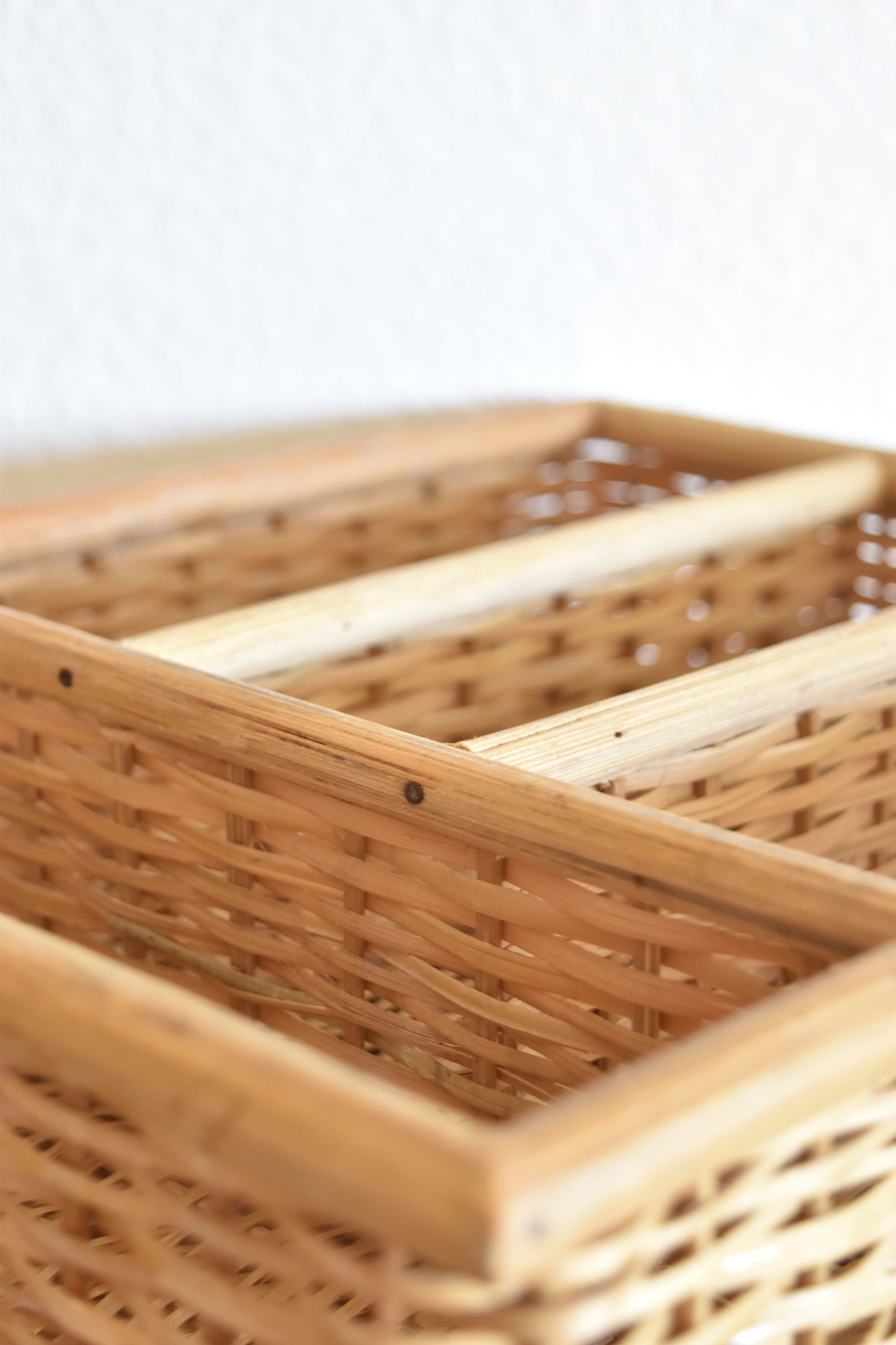 Office Mid Century Woven Rattan Wicker Office Paper File | Etsy