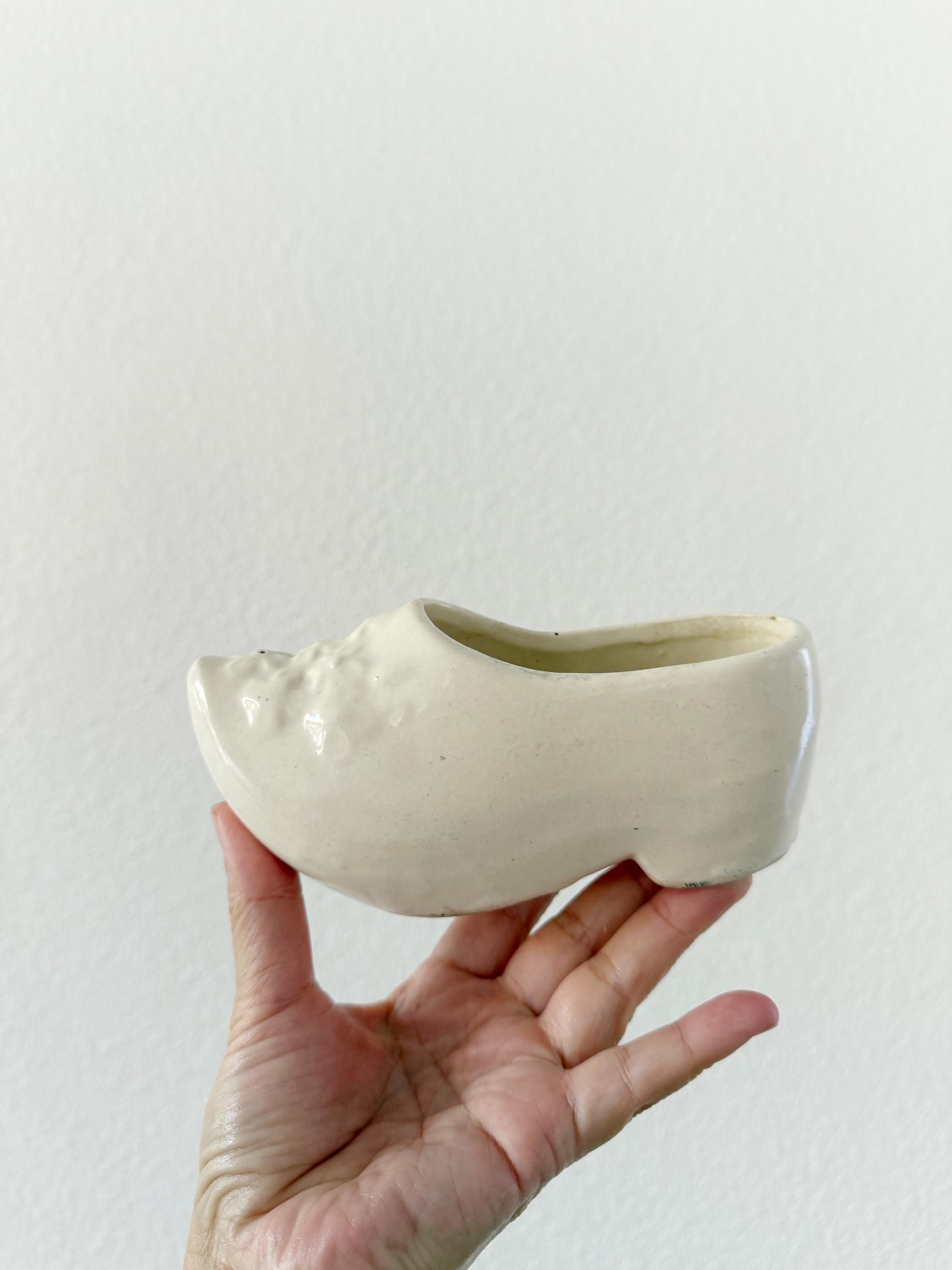 Mccoy Ceramic White Dutch Clog Shoe Planter Vase - Flower Pot - Etsy