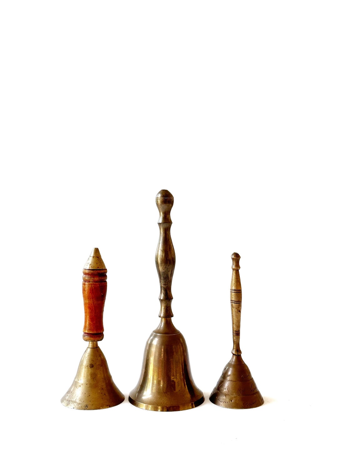 Set of Ringing Solid Brass Bells With Handle School Teacher Bell - Etsy