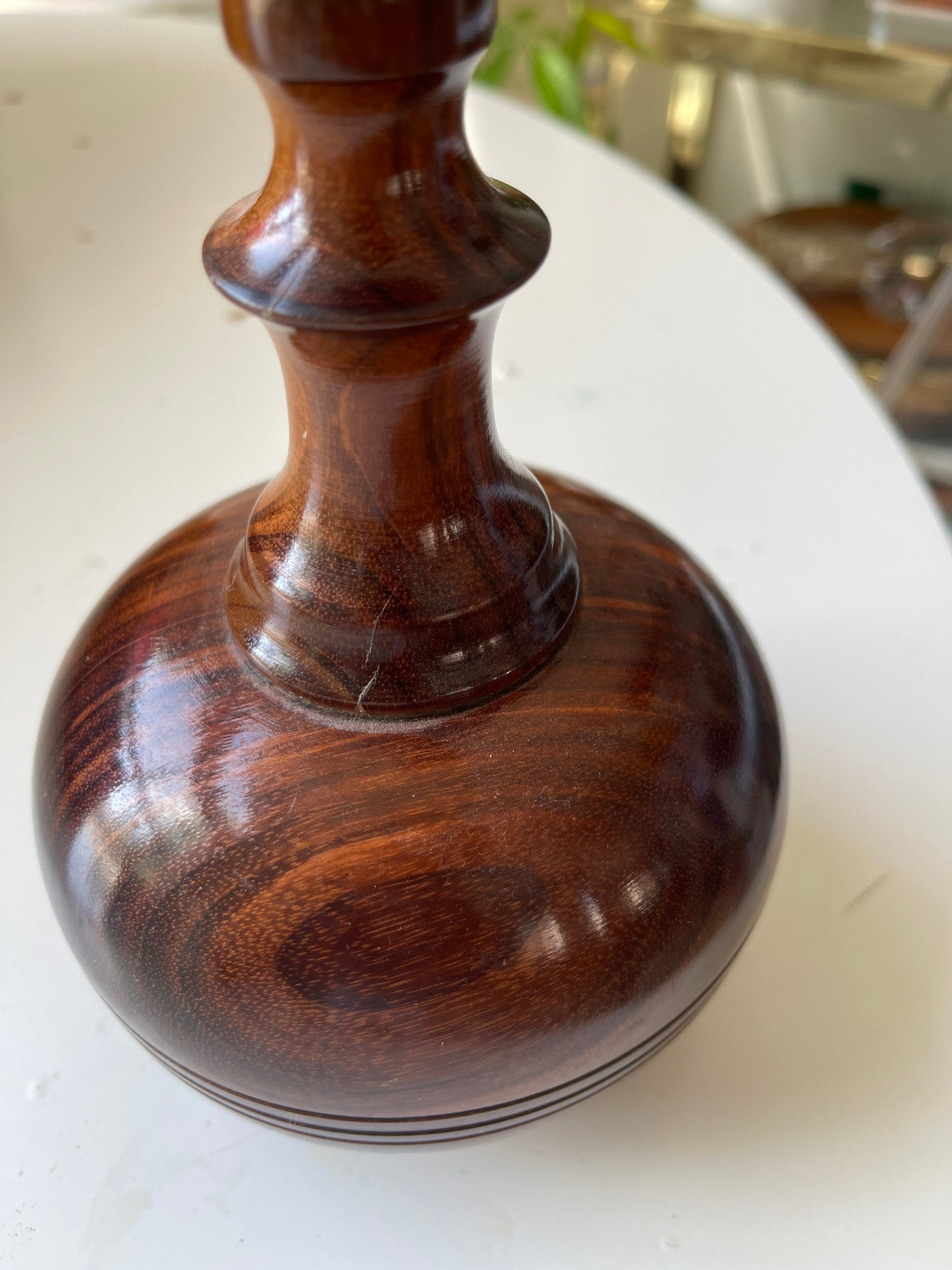 Gorgeous mid century modern turned wood decanter art sculpture | Etsy