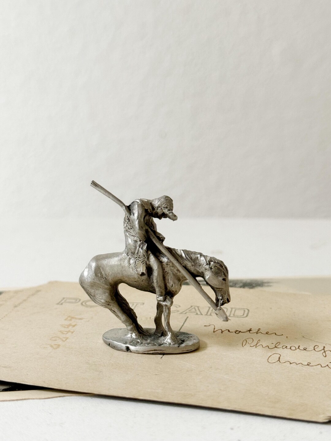 Native American Miniature Trail of Tears Warrior on Horse Figurine ...