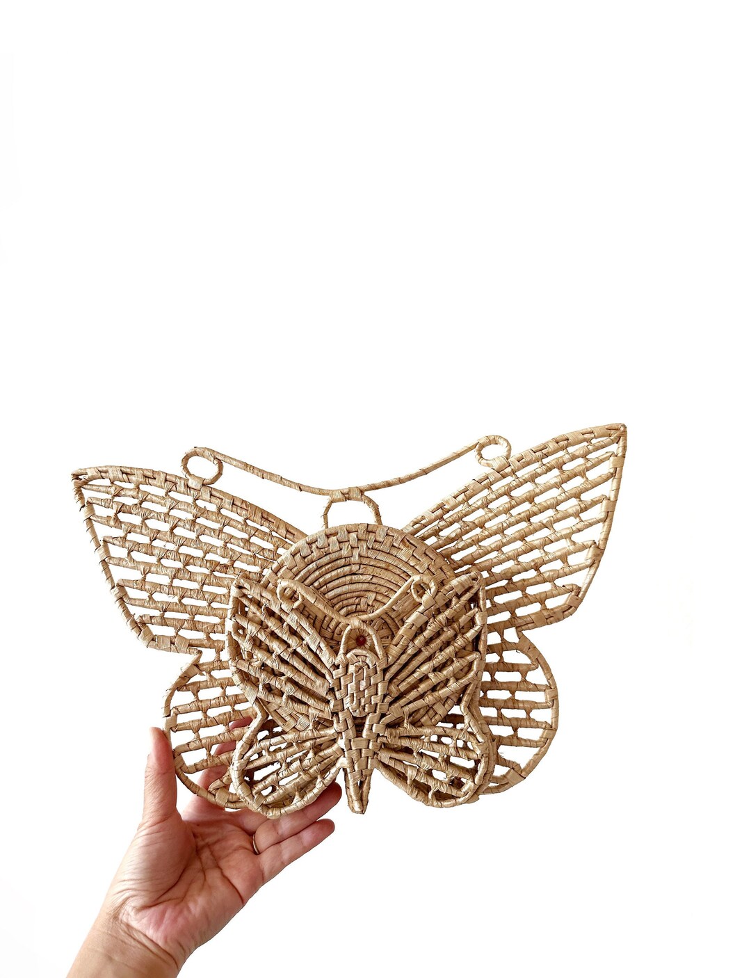 Vintage Woven Straw Butterfly Wall Hanging Basket Trivets - Etsy