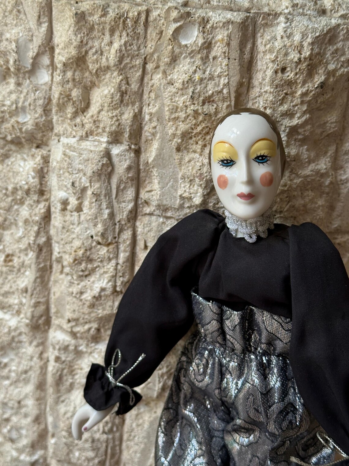 Porcelain Jester Harlequin Clown Doll Figurine | Venetian Pierrot ...