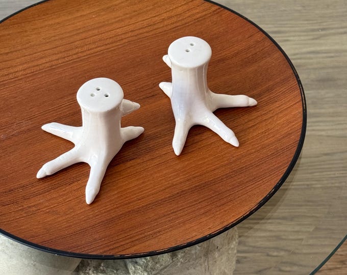Chicken Claw Feet Porcelain White Salt and Pepper Shaker Set - Etsy