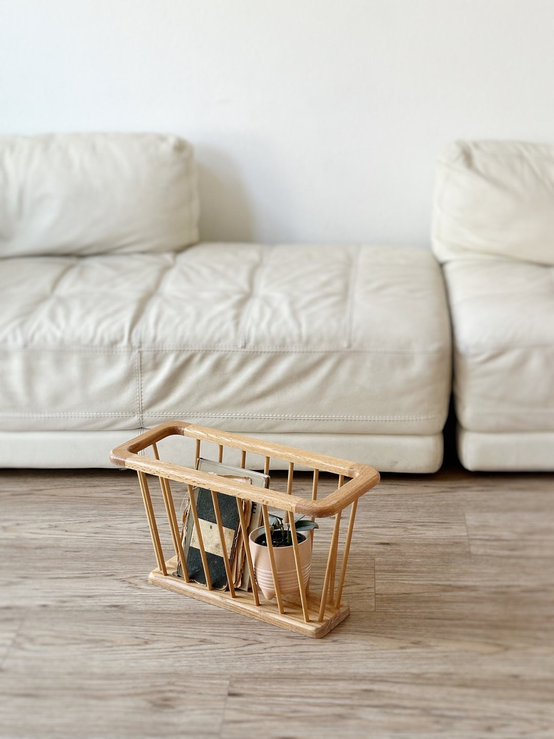 Mid Century Modern Solid Wood Magazine Rack Holder With Spindle Bars - Etsy