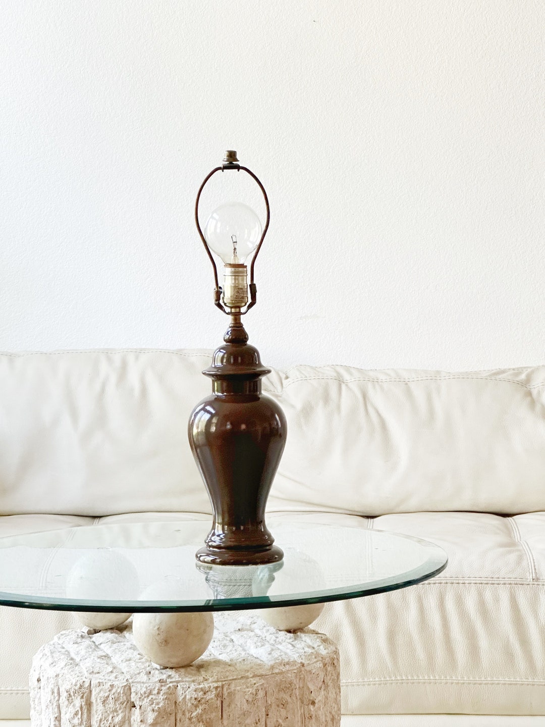Postmodern Retro Brown Ceramic Ginger Jar Shaped Table Lamp - Etsy