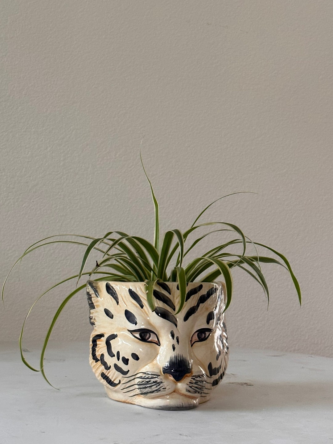 Italian Mid Century Hand Painted Tiger Planter Pot Animal Flower Vase ...