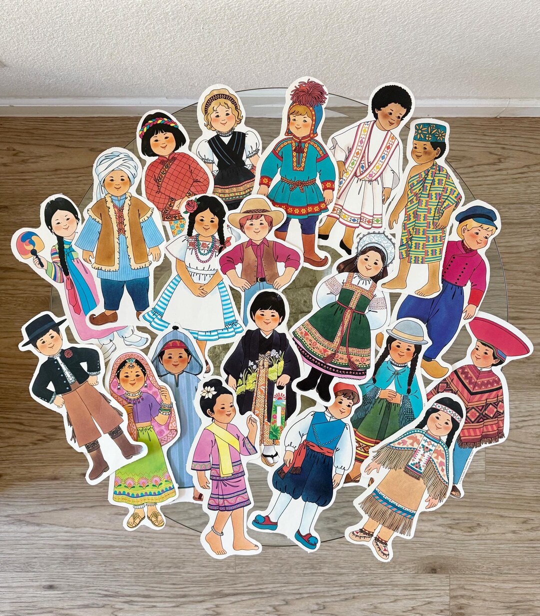 Large Vintage Paper Children Cut Outs- Around the World Colored Wall ...