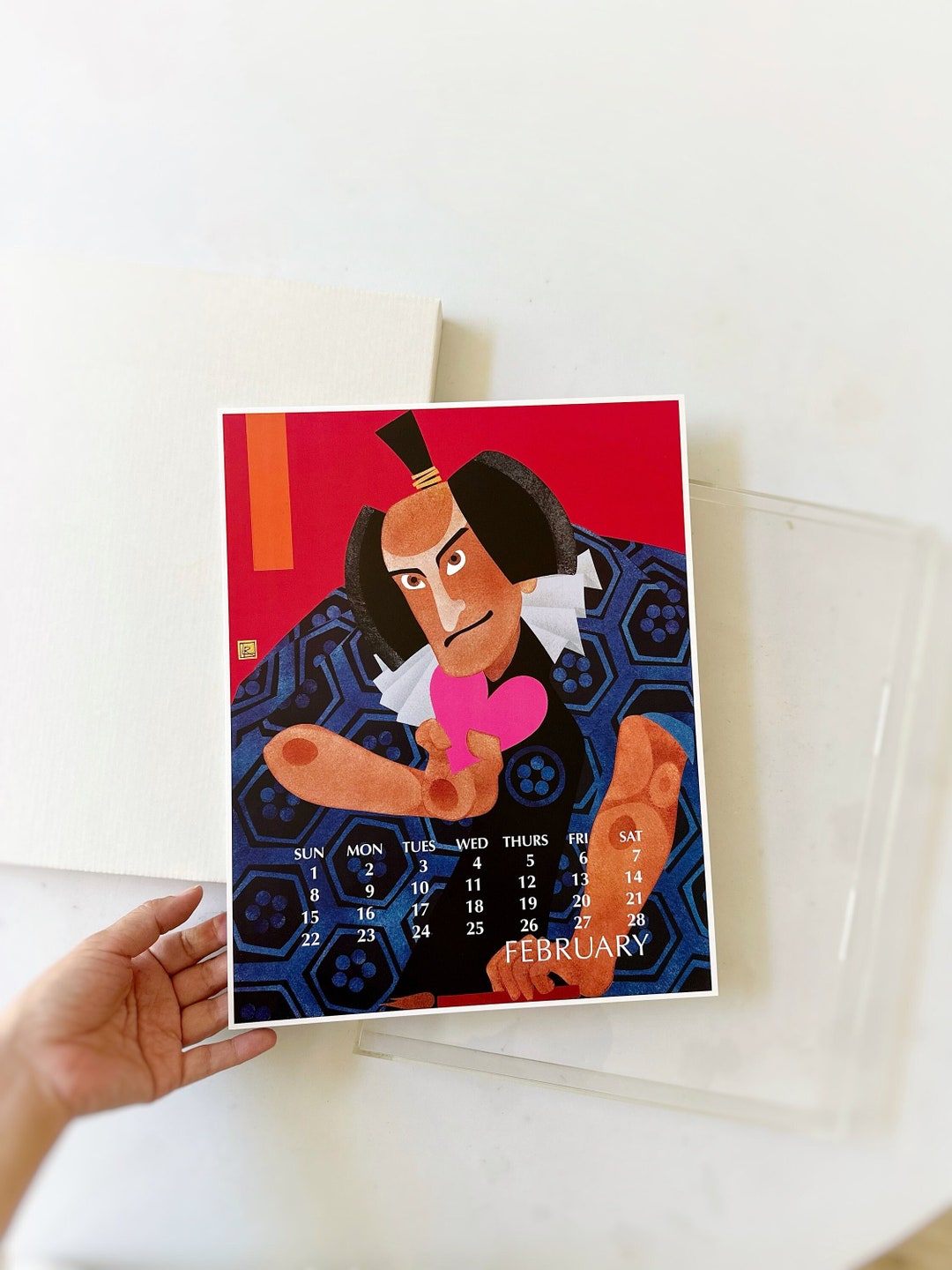 Vintage Japanese Asian Samurai February Calendar Framed Print Oriental ...