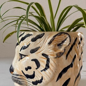 Italian Mid Century Hand Painted Tiger Planter Pot Animal Flower Vase ...