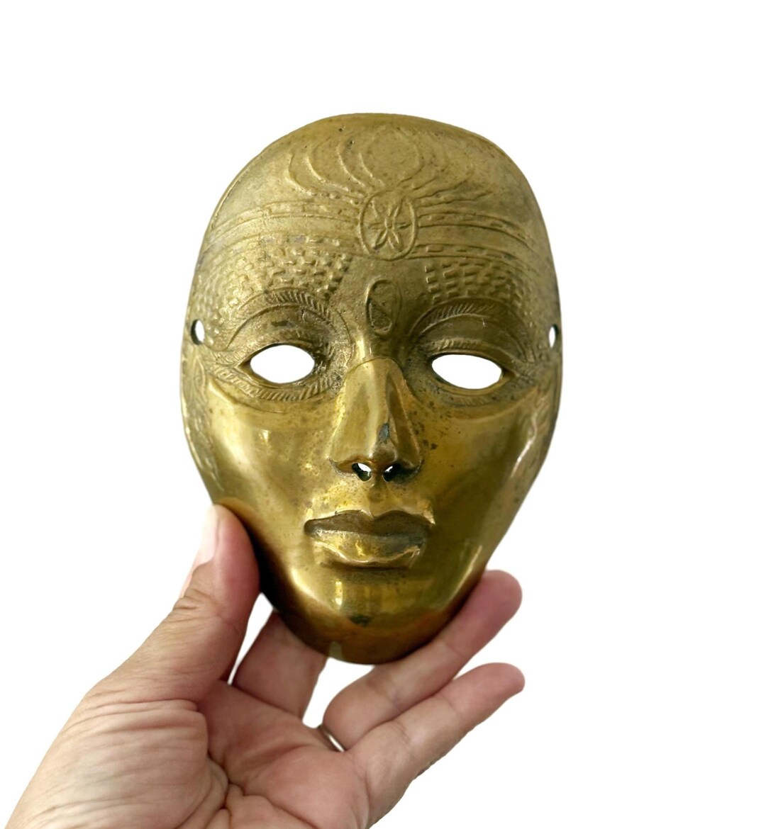 Mid Century Solid Brass Theatre Face Mask | Mardi Gras | Wall Hanging ...