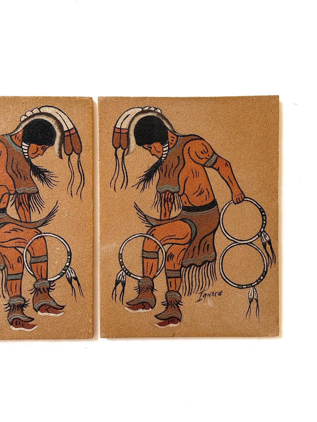 Vintage Dancing Native American Indian Chief Sand Painting Art - Etsy