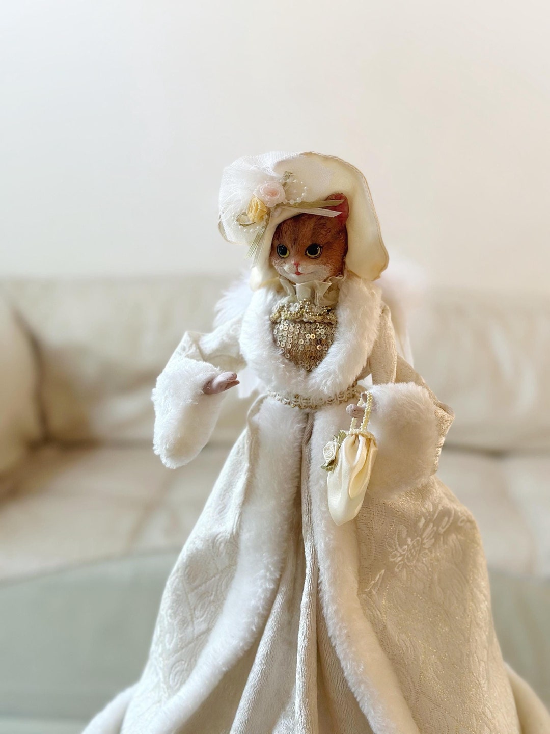 Kitty Cat Christmas Angel Tree Topper Ornament Decoration - Etsy