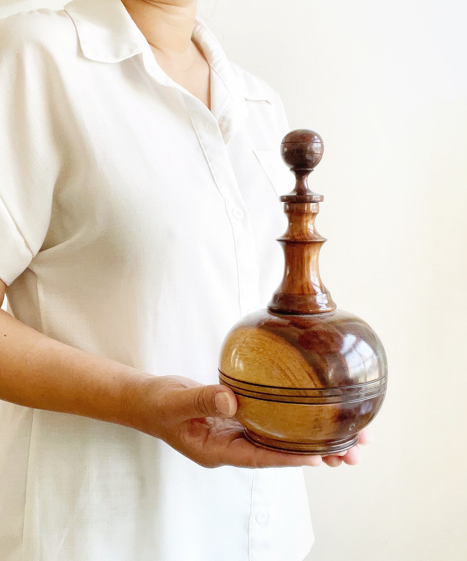 Gorgeous Mid Century Modern Turned Wood Decanter Art Sculpture - Etsy