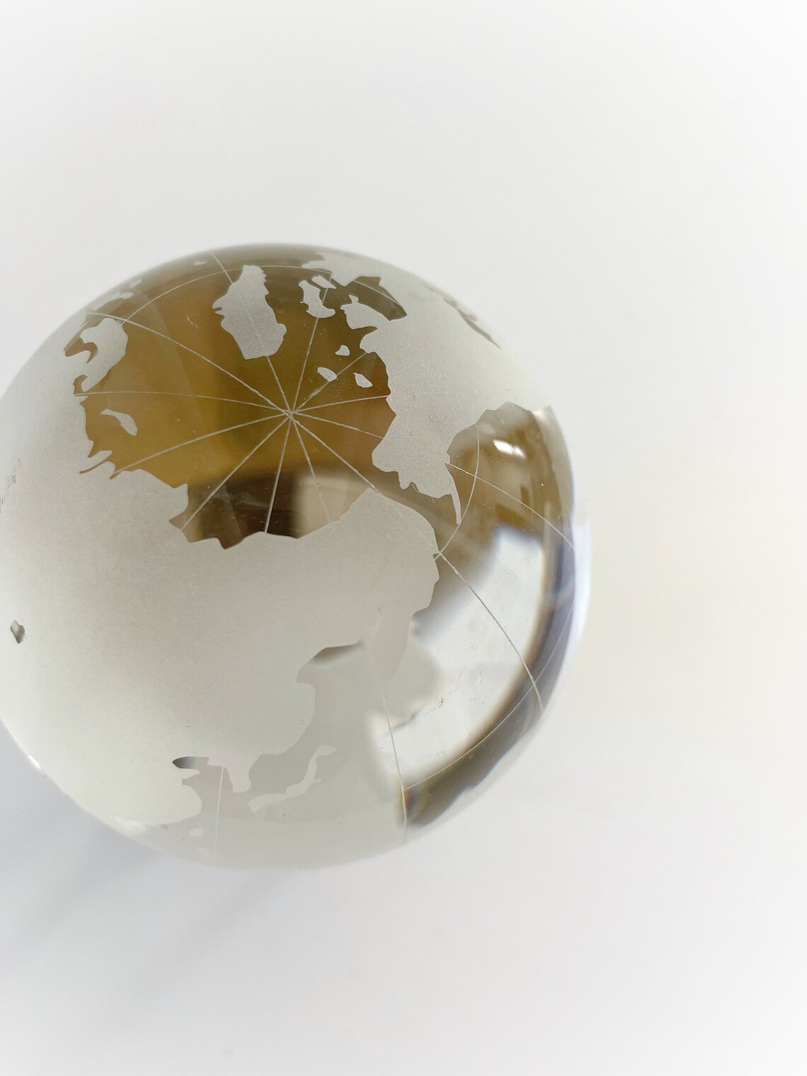World Glass Ball Globe Office Paperweight on a Brass Stand - Etsy