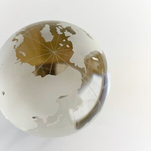World Glass Ball Globe Office Paperweight on a Brass Stand - Etsy
