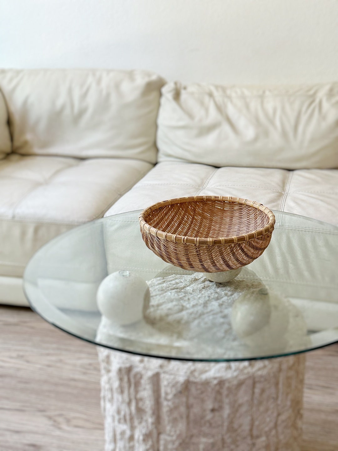 Asian Shallow Winnowing Woven Bamboo Rattan Rice Sifting Basket ...