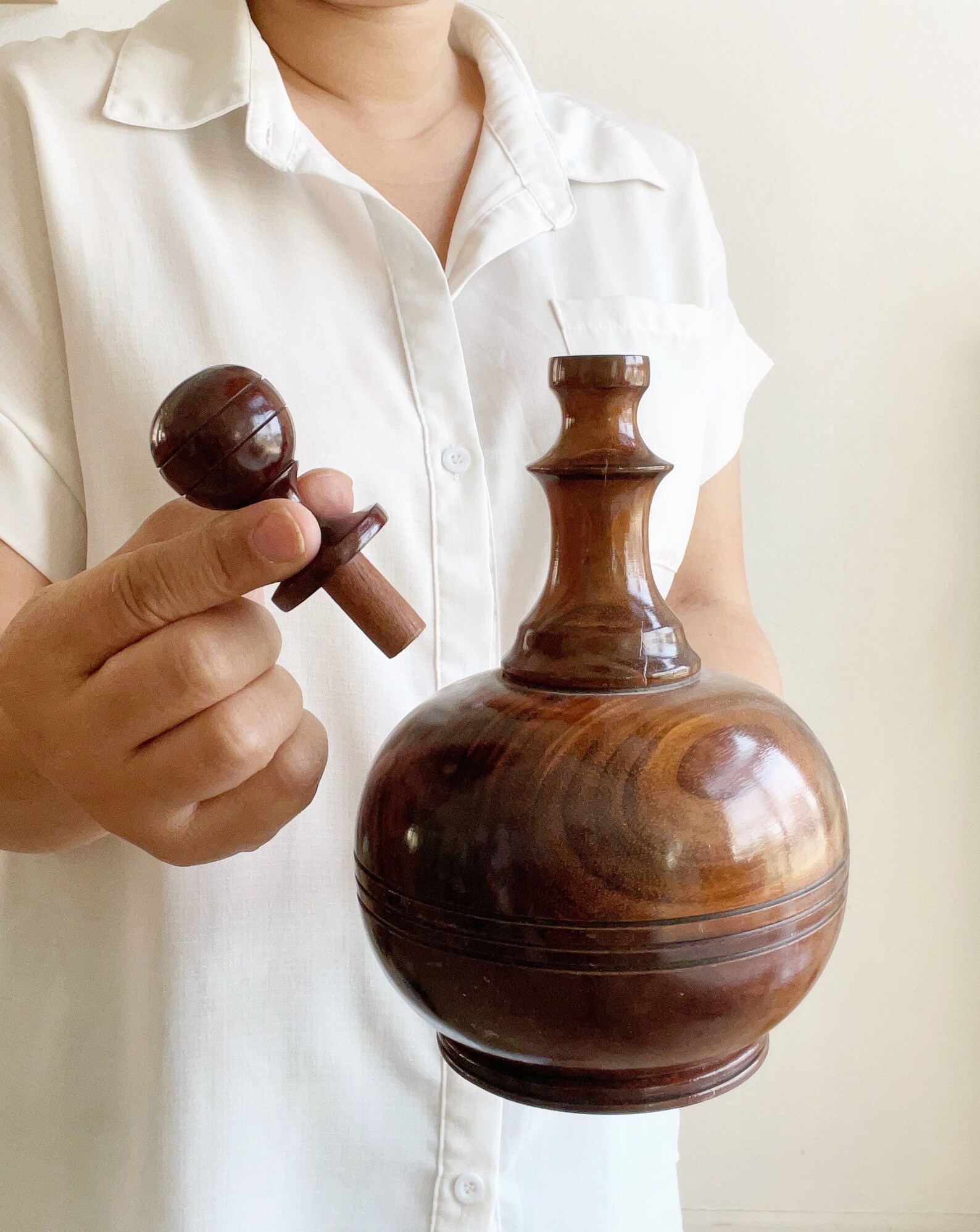 Gorgeous Mid Century Modern Turned Wood Decanter Art Sculpture | Etsy