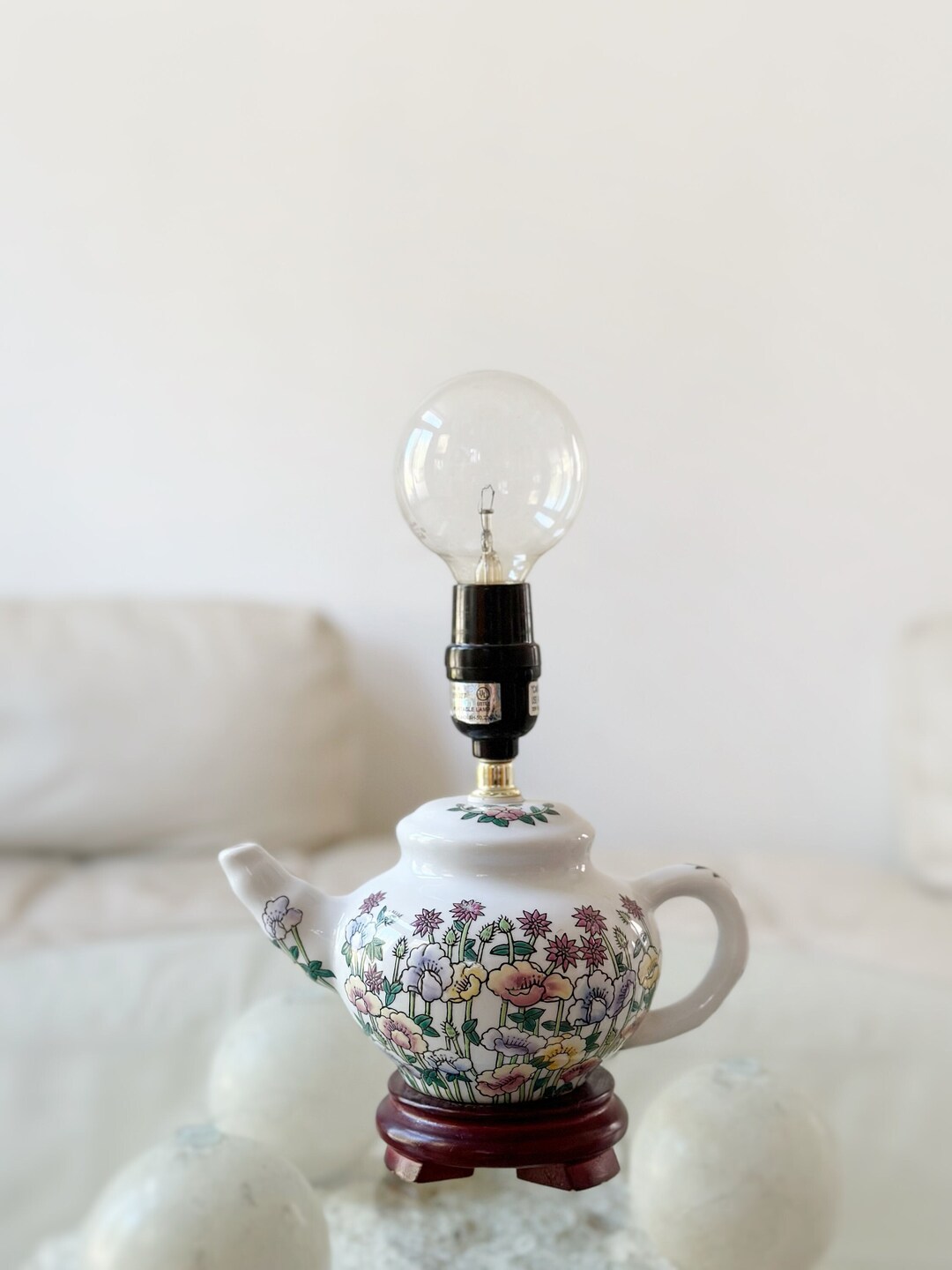 Shabby Chic Ceramic Teapot Accent Table Lamp - Etsy