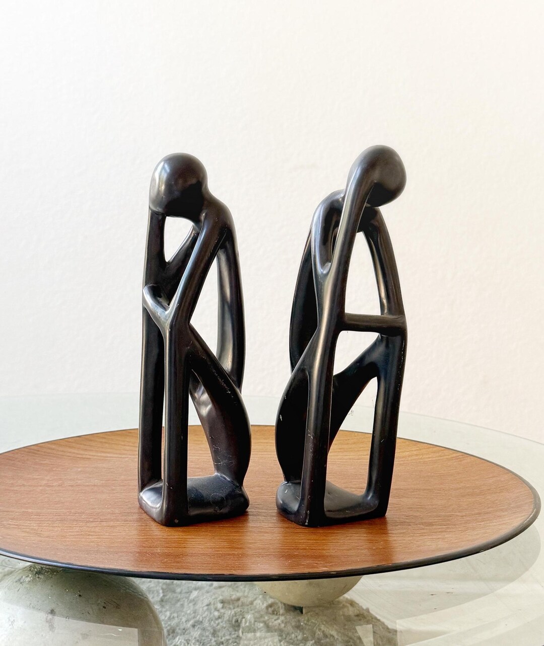 Carved Black Soap Stone Abstract Thinking Man Figurine Sculpture ...