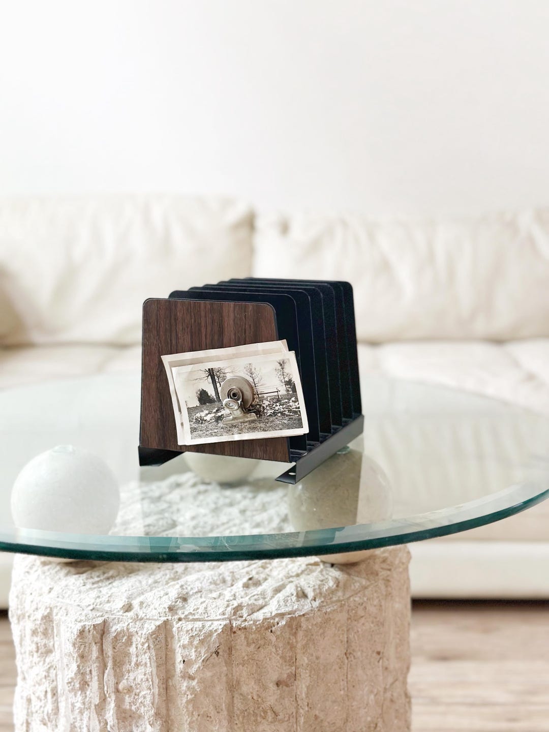 Vintage Desktop Faux Wood Metal Paper File Organizer - Etsy