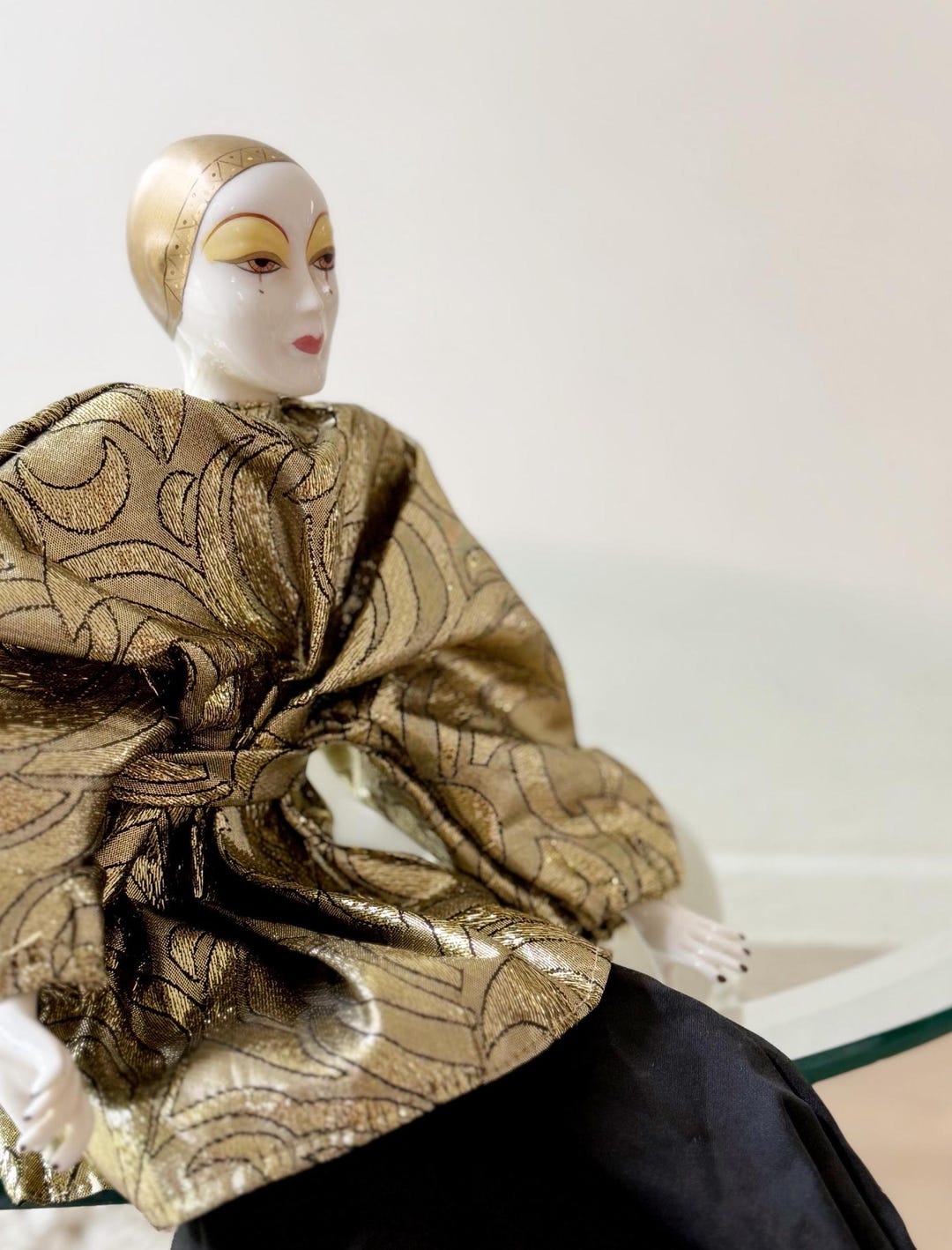 Porcelain Harlequin Clown Doll Figurine | Venetian Pierrot Masked Toy ...