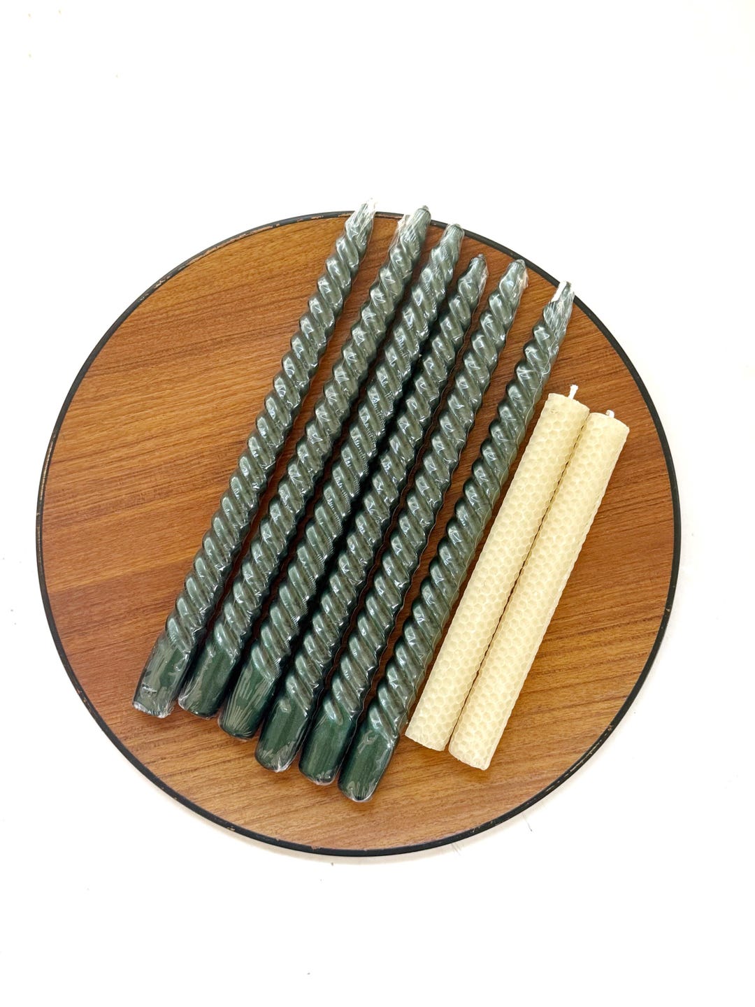Squiggly Green Tapered Wax Candle Set | Twisty Spiral Candleholder ...