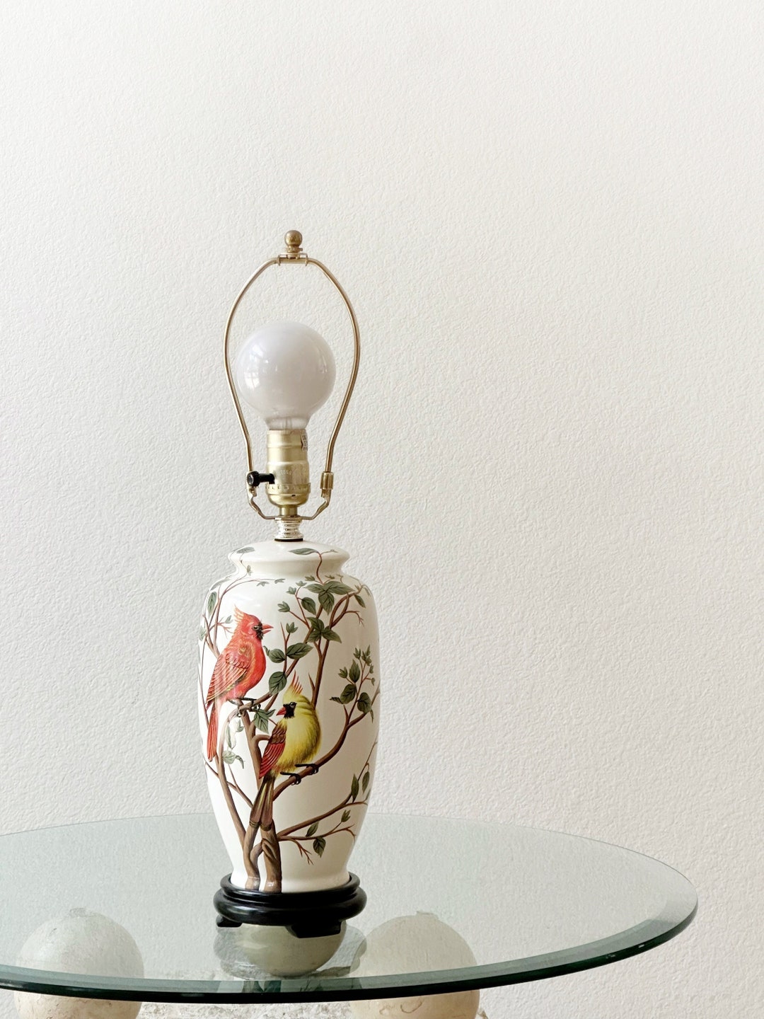 Chinoiserie Chinese Flower Bird Wood Ginger Table Lamps | Red Yellow ...