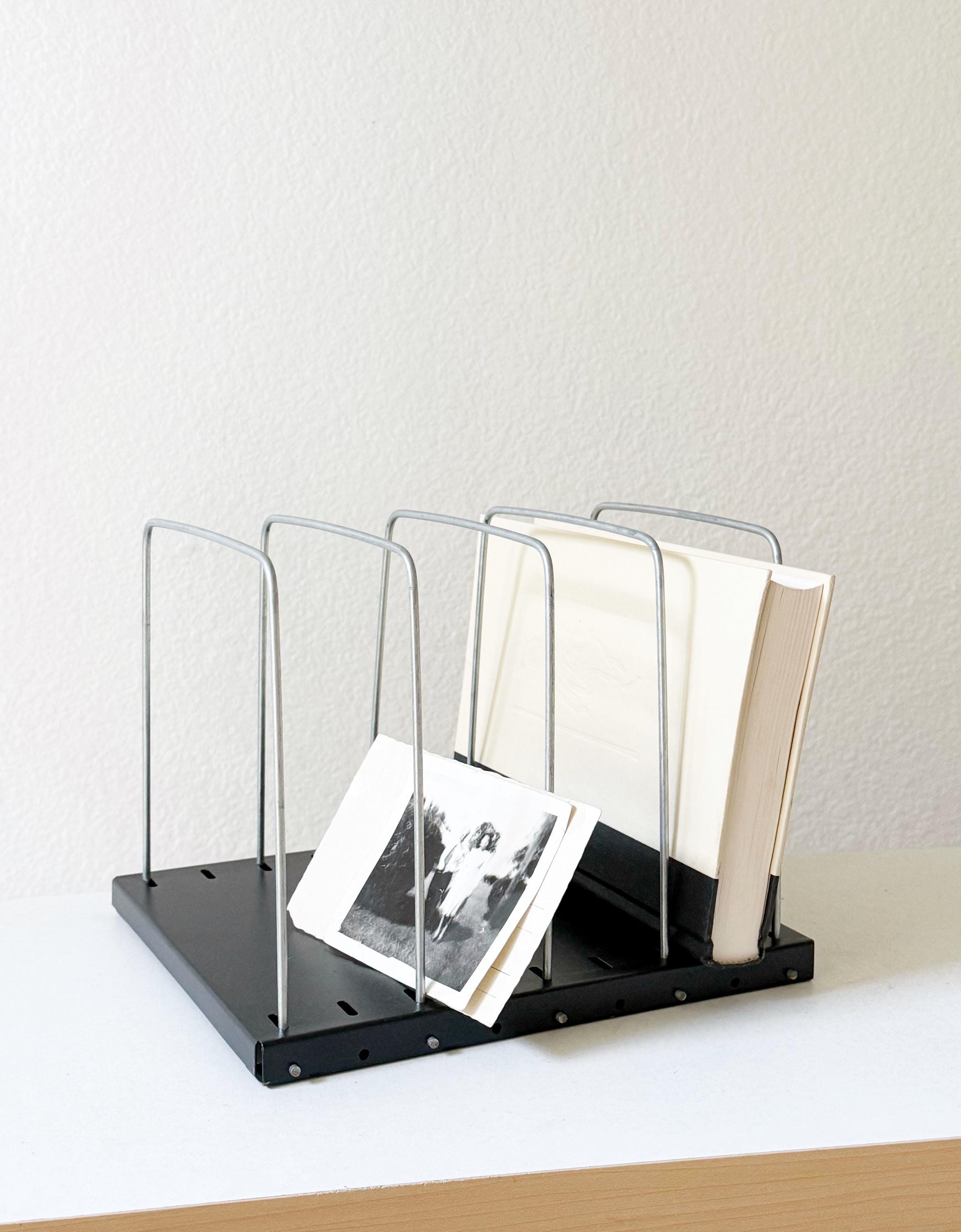 Black Industrial Metal Wire Paper File Tray Cabinet | Adjustable Lit ...