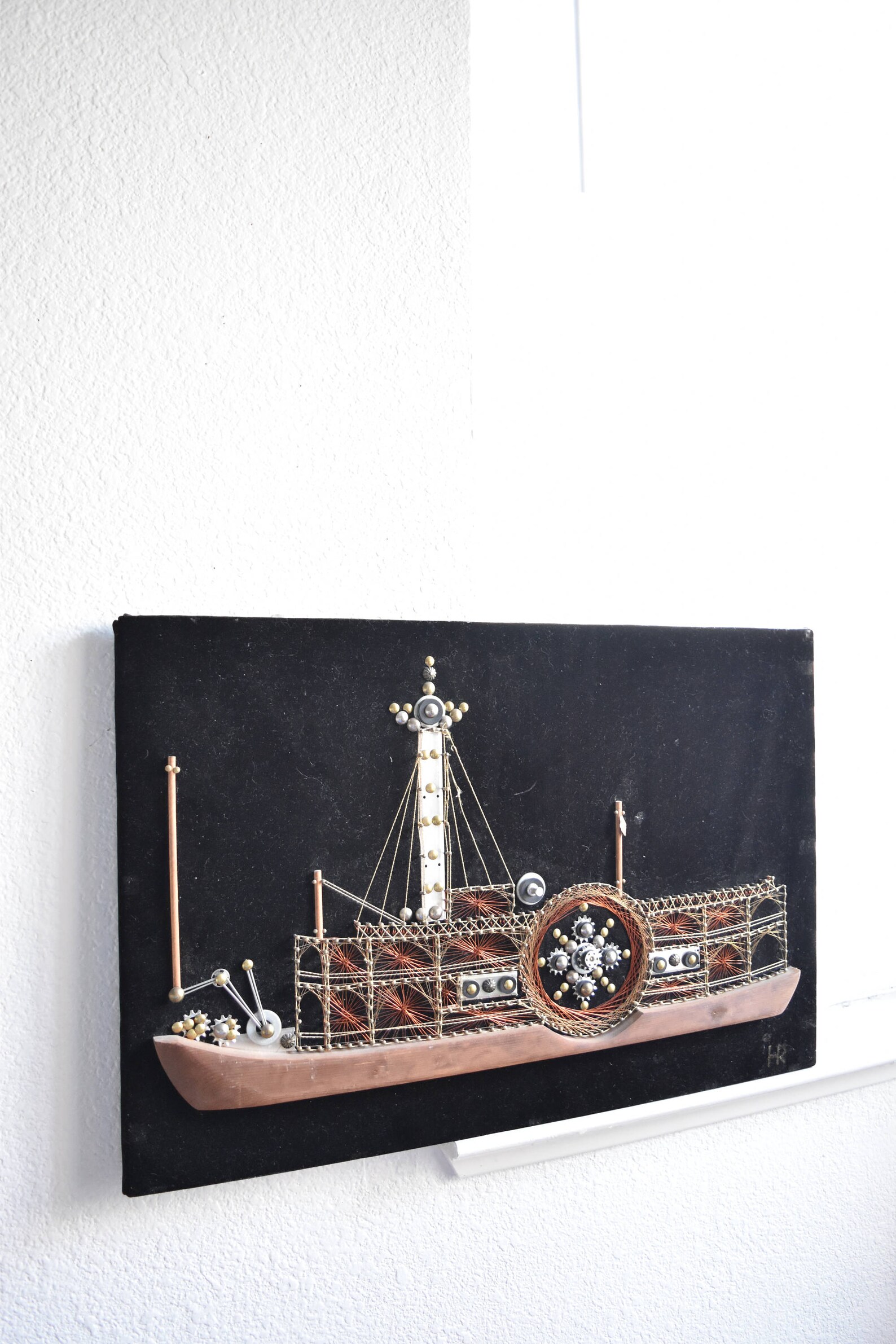 Signed Original Boat Ship Metal String Art Sculpture / Folk | Etsy