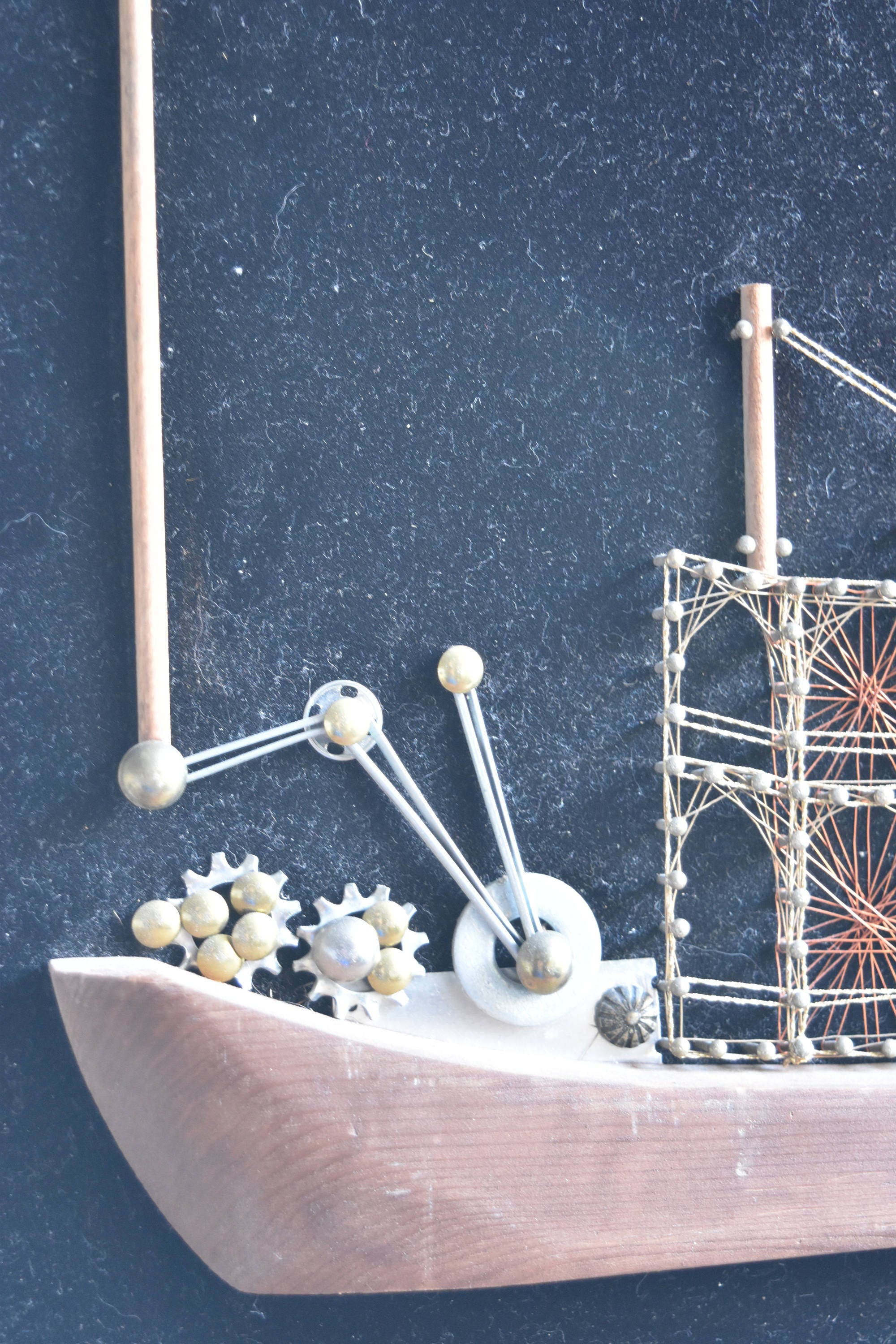 Signed original boat ship metal string art sculpture / folk | Etsy