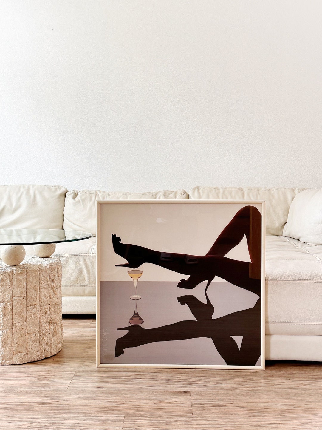 80s Postmodern Framed Yuri Dojc Print Champagne and Legs Print Wall ...
