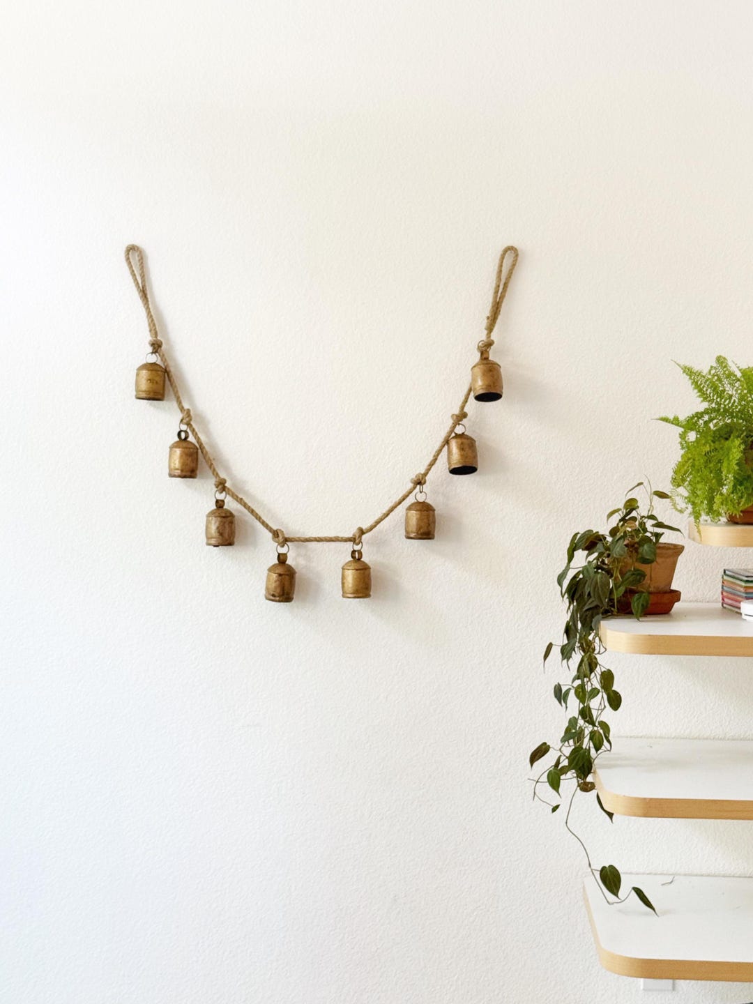 Large Metal Rustic Farmhouse Cowbell on Jute Strand | Garden Decoration ...