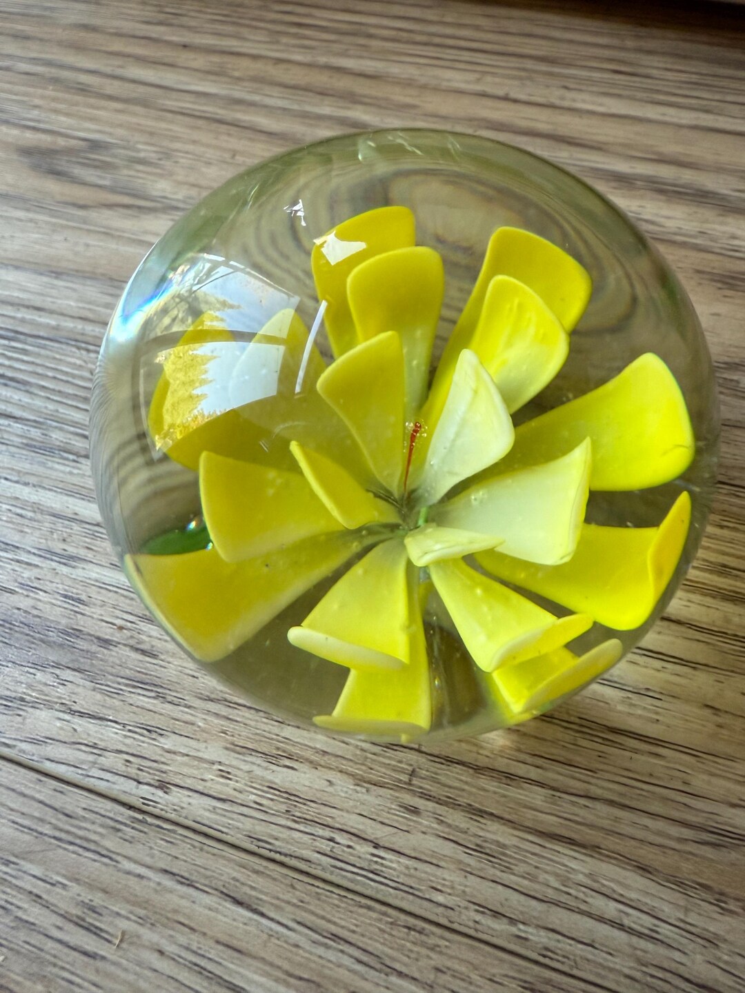 Yellow Flower Glass Ball Office Paperweight - Etsy