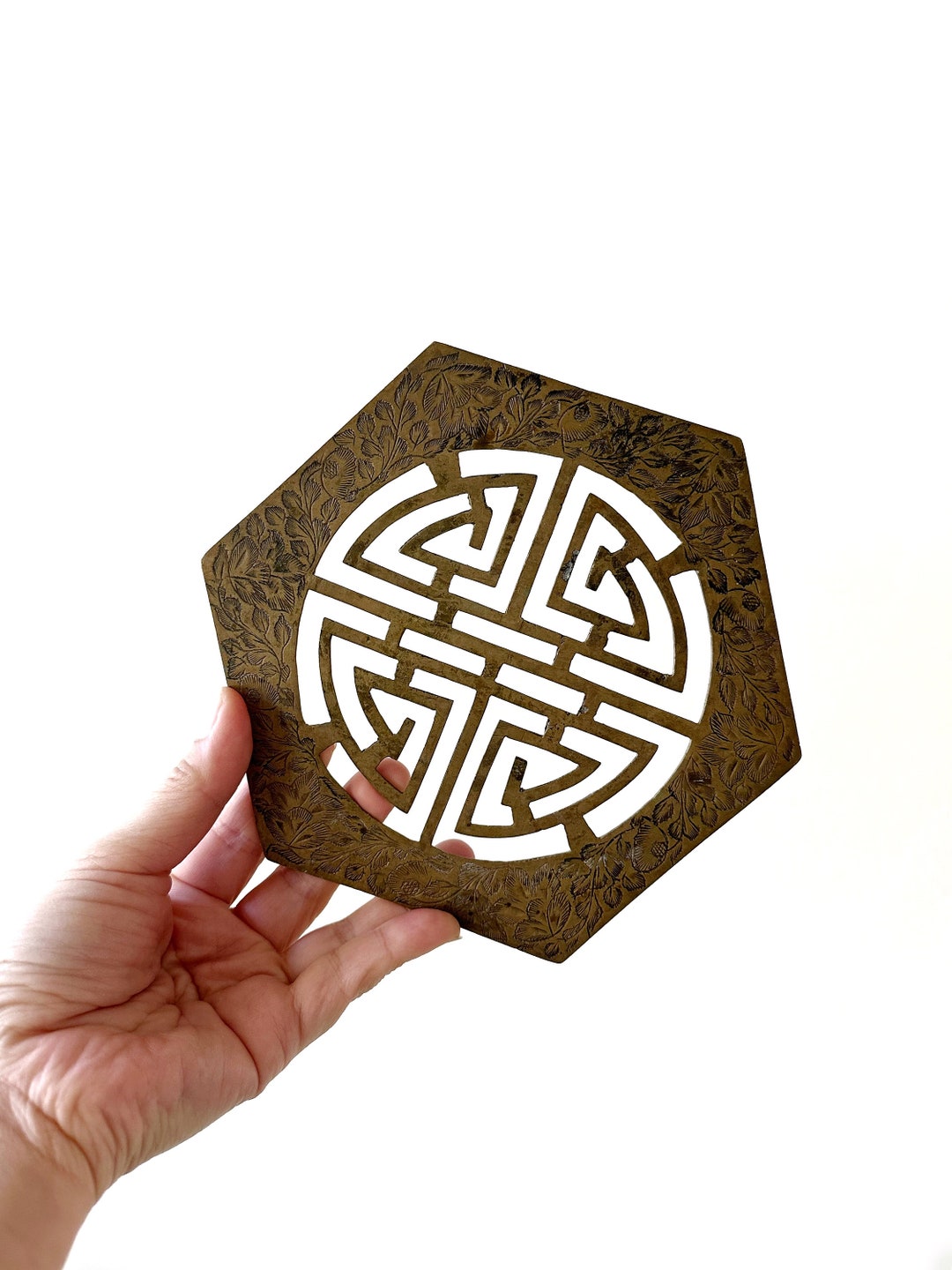Solid Brass Chinese Character Symbol Trivet / Wall Hanging / Asian ...