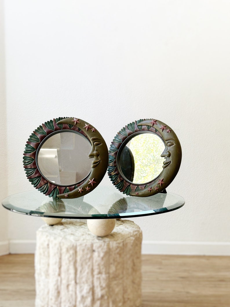 Celestial Sun Moon Wall Hanging Mirror / Man on the Moon Sculpture - Etsy