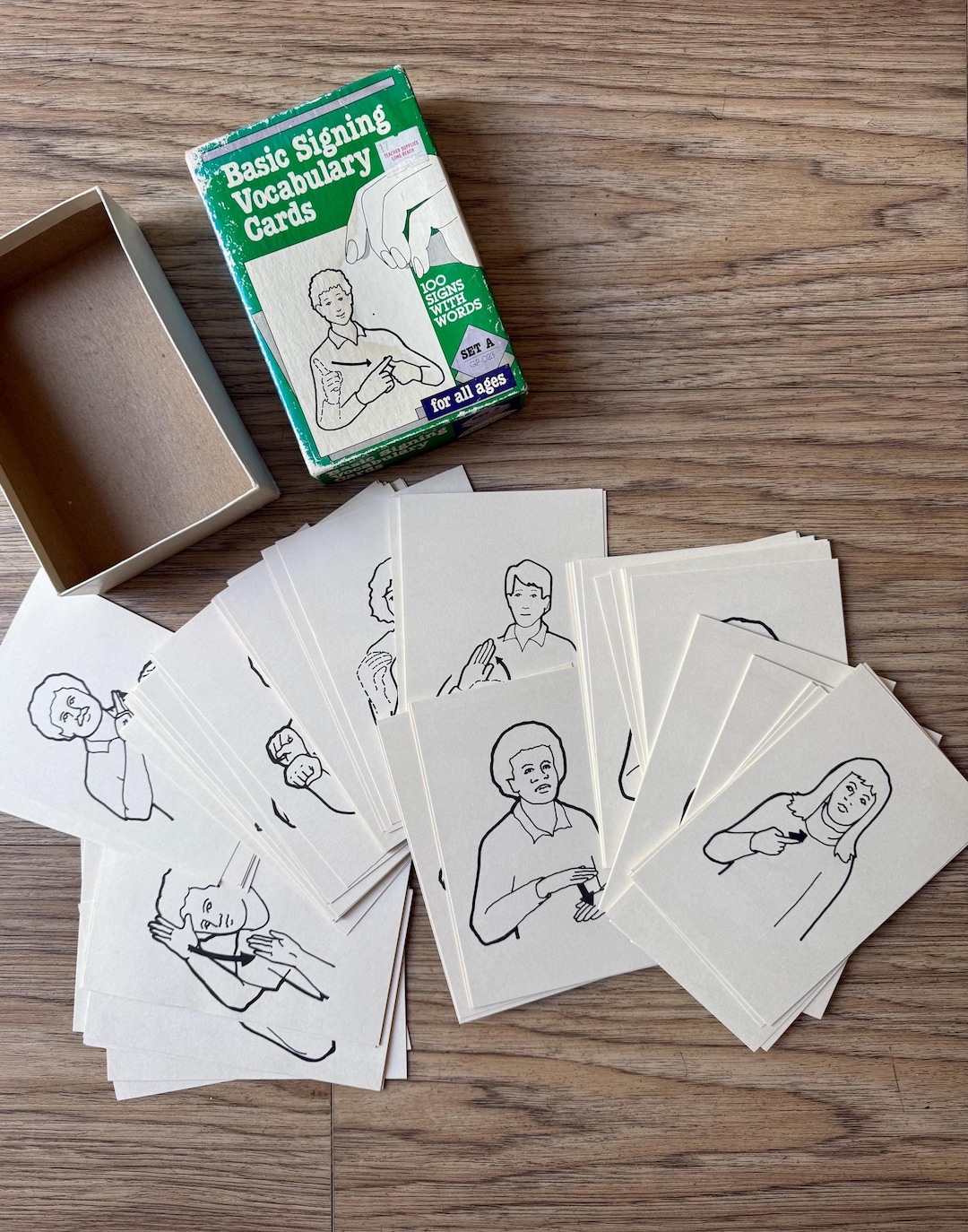 Vintage Educational Sign Language School Picture Word Flash Card ...
