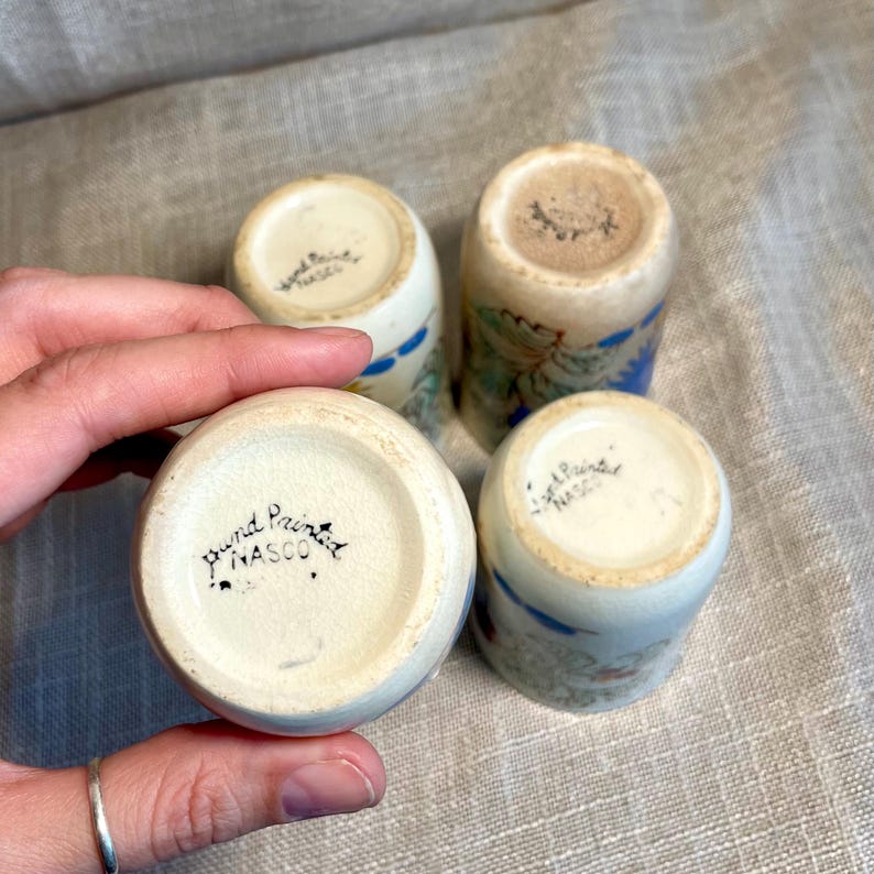 Vintage Nasco Japanese Hand Painted Ceramic Juice Cups (set of 4) - Etsy
