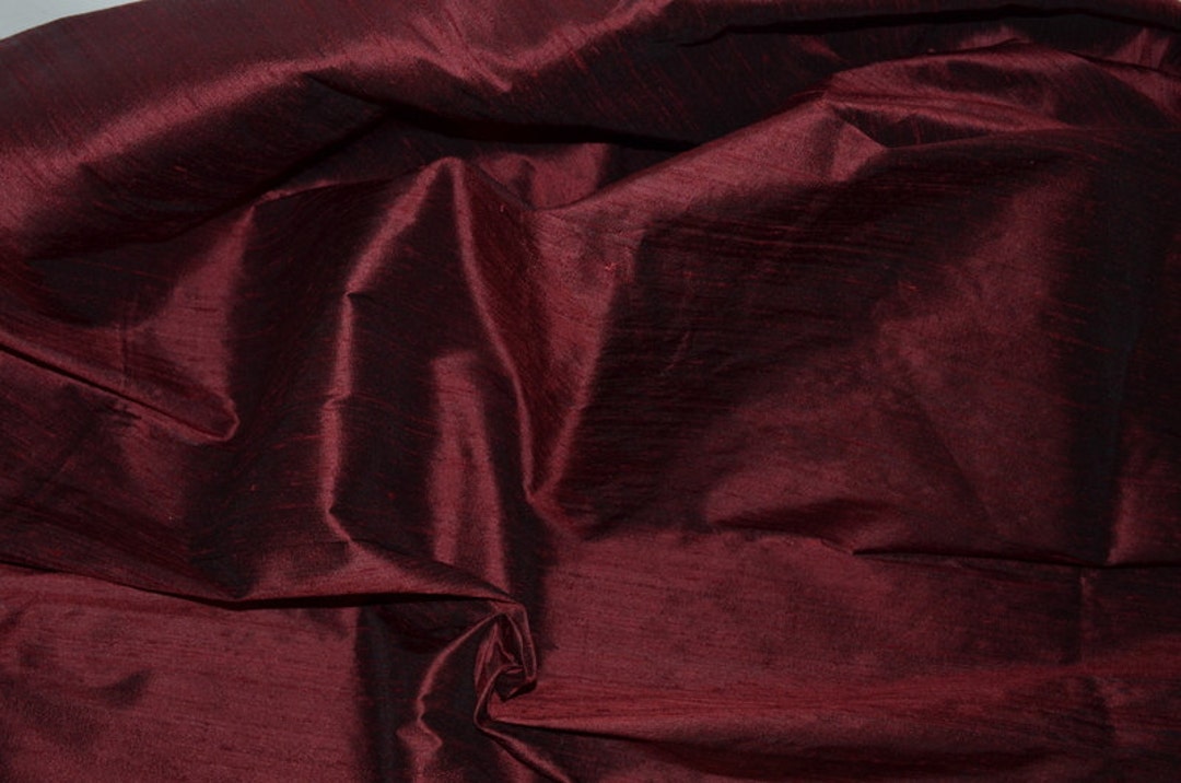 Burgundy Silk Dupioni Fabric, Maroon Upholstery Material by the Yard - Etsy