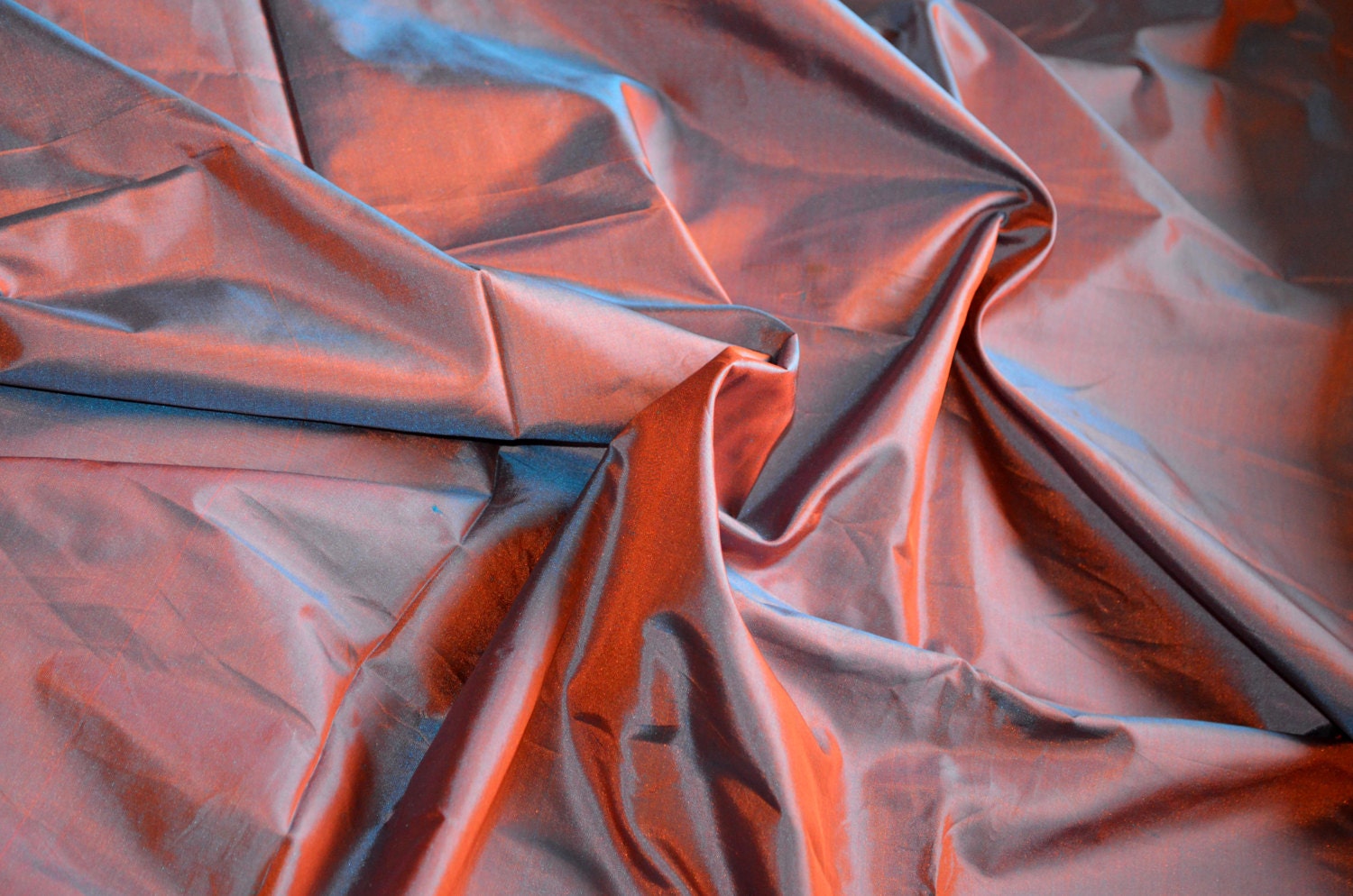 Silk Taffeta in Orange With Cyan Fat Quarter TF 96. | Etsy