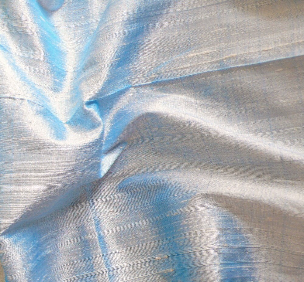 Sky Blue Ivory Dual Shaded Pure Silk Dupioni Fat Quarter - Etsy