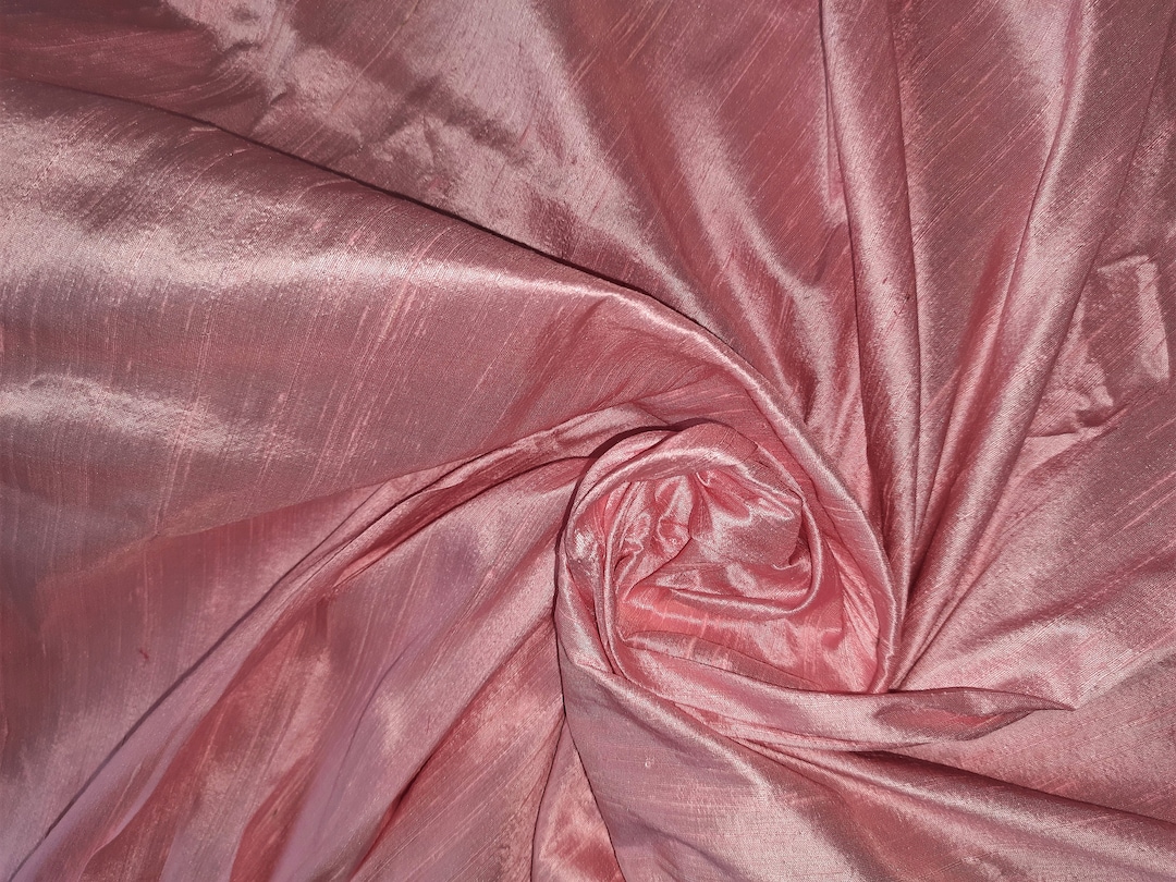 Dark Baby Pink Silk Dupioni Fabric, Pure Mulberry Silk by the Yard - Etsy