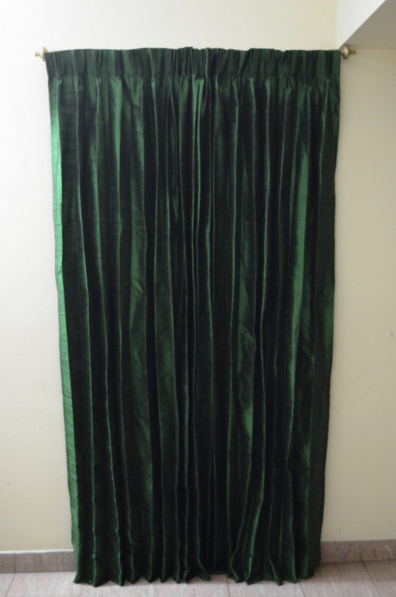 Green Colored Silk Drapes in Rich Raw Silk / Dupioni Silk - Etsy