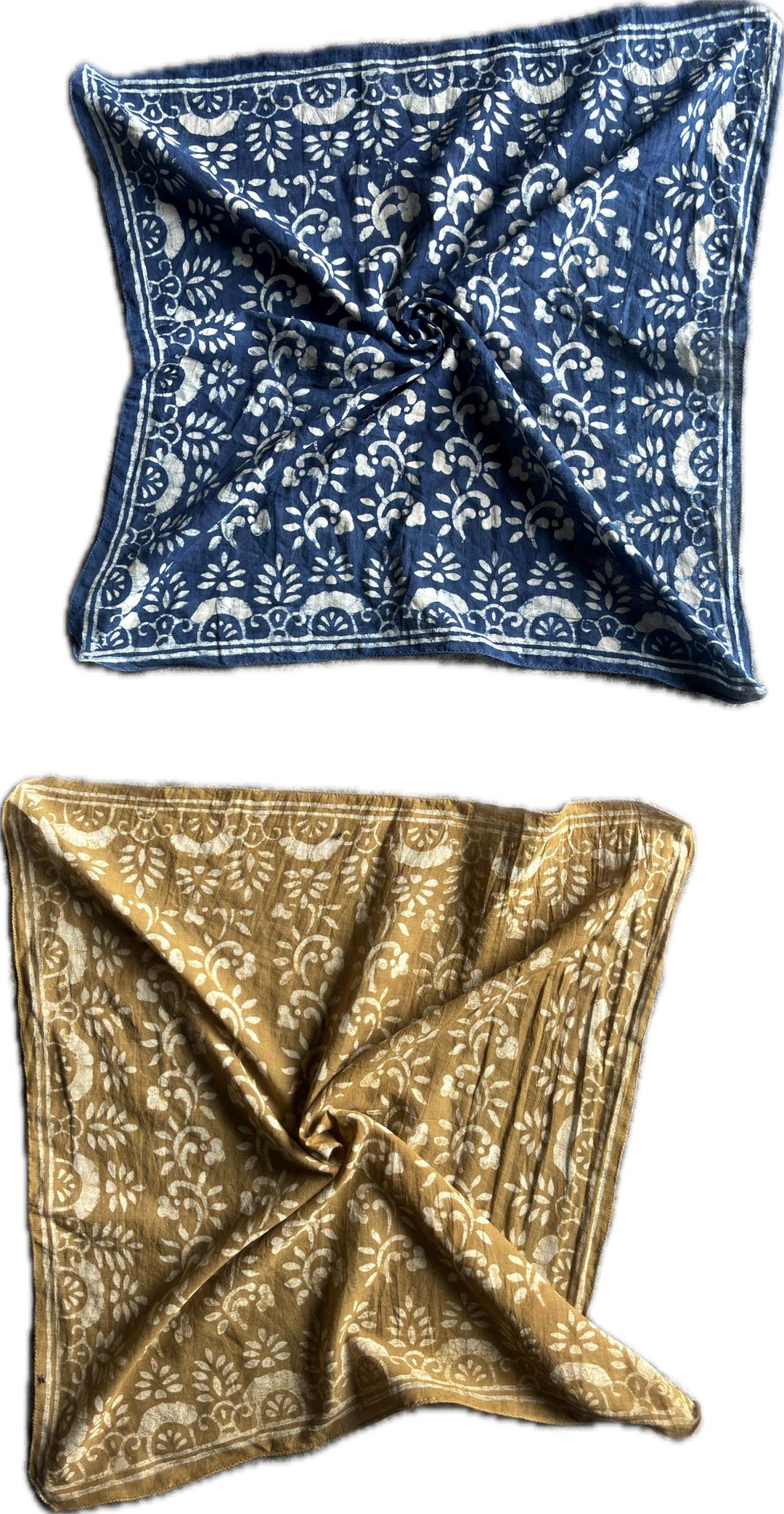 Organic Cotton Bandana, Hand Block Print, Natural Dye - Etsy