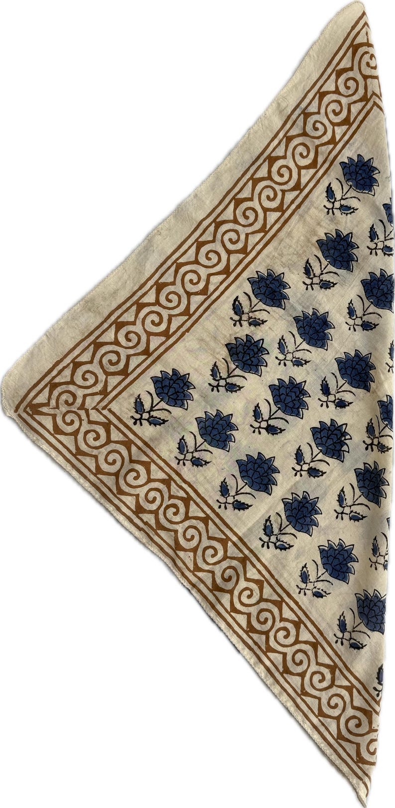 Organic Cotton Hand Block Bandana: Floral Print Scarf, Vintage Bandana ...
