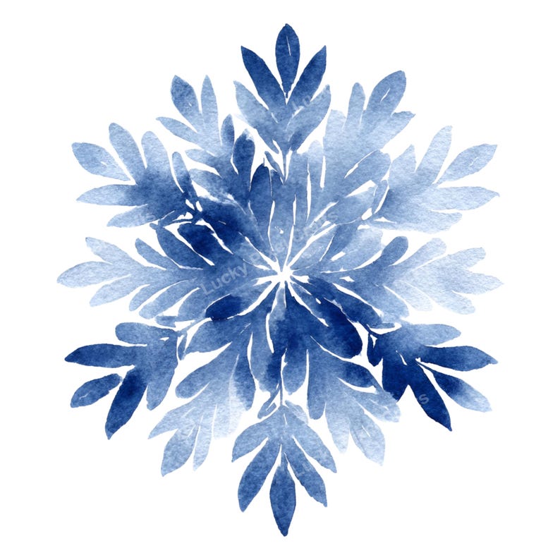 Watercolor Snowflake Clipart, Winter Holiday PNG, JPG (digital Download ...